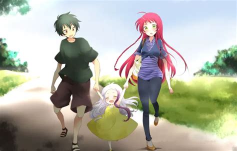 Wallpaper Girl Girl Guy Walk Anime Art Threesome Yusa Emi For Mobile And Desktop Section