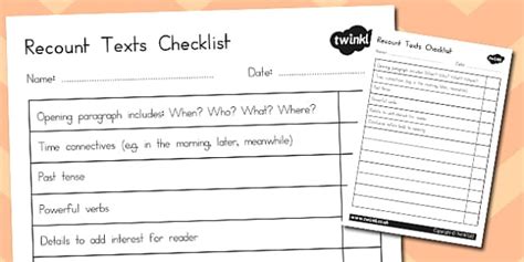 Recount Texts Checklist Teacher Made Twinkl Recount Texts Checklist Teacher Made Twinkl