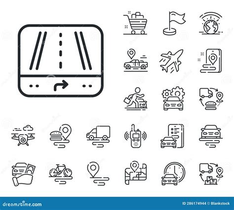 Gps Navigation Line Icon Road Path Sign Plane Supply Chain And Place