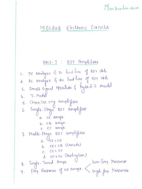 Unit 1 Bjt Amplifierslesson Notes 1 2 Pdf