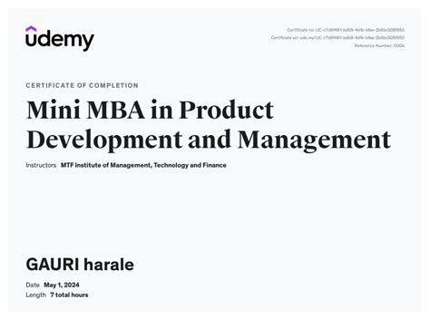 Completed Mini Mba In Product Development Gauri Harale Posted On The