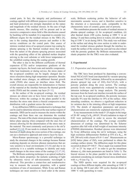 Pdf Residual Stresses And Elastic Modulus Of Thermal Barrier Coatings
