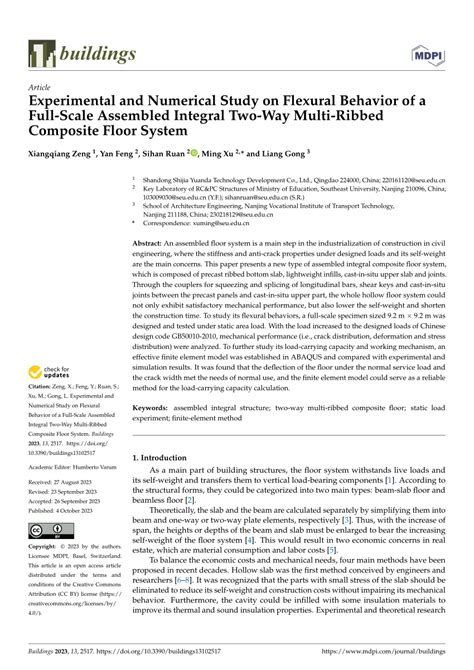 PDF Experimental And Numerical Study On Flexural Behavior Of A Full Scale Assembled Integral