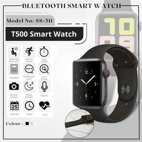Black T500 Bluetooth Calling Function Smartwatch SS 511 200 Gm At