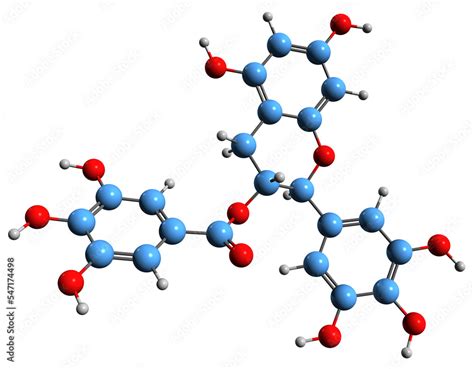 Ilustración De Stock 3d Image Of Gallocatechin Gallate Skeletal Formula Molecular Chemical