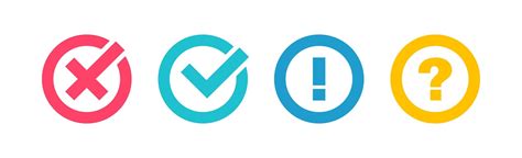 Premium Vector Check Mark Cross Mark Exclamation Mark And Question Mark Icons Set Design
