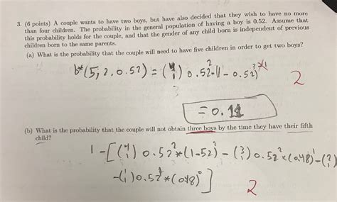 Solved 3 6 Points A Couple Wants To Have Two Babes But Chegg Com