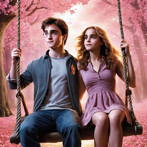Harry Potter And Hermione Granger Kissing On The Swing By Marinette