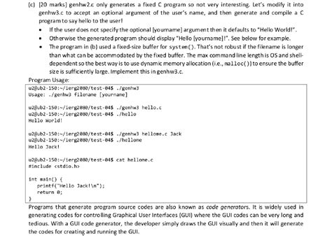 A 20 Marks Write A C Program Genhwc To Create A