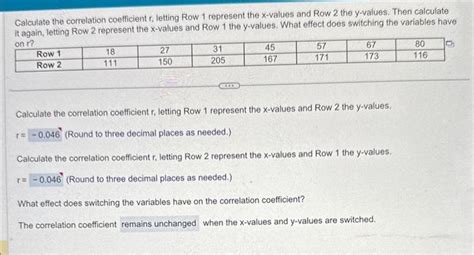 Solved Calculate The Correlation Coefficient R Letting Row