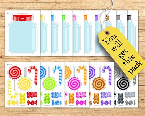 Color Matching Worksheets Sorting Colors In Jars Color Etsy