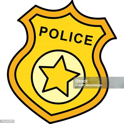 Police Badge Cartoon Colored Clipart Illustration Ilustrasi Stok