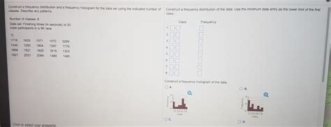 Solved Construct A Frequency Distribution And A Frequency