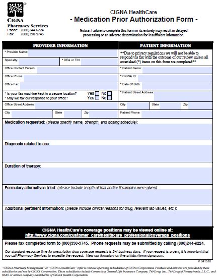 Cigna Botox Prior Authorization Form Printable Printable Forms Free Online