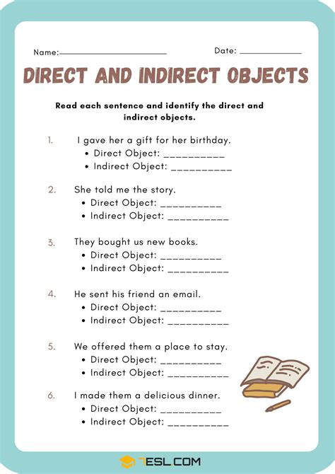 Direct And Indirect Objects Worksheets And Exercises • 7esl