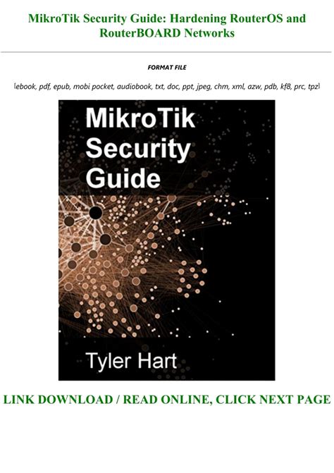 PDF MikroTik Security Guide Hardening RouterOS And RouterBOARD Networks Full Books