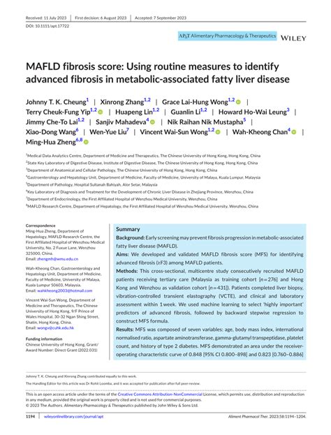 Pdf Mafld Fibrosis Score Using Routine Measures To Identify Advanced