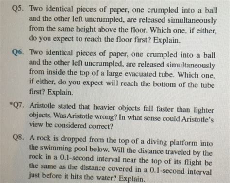 Solved Basic Concepts Of Physics Chapter 3 Falling Objects