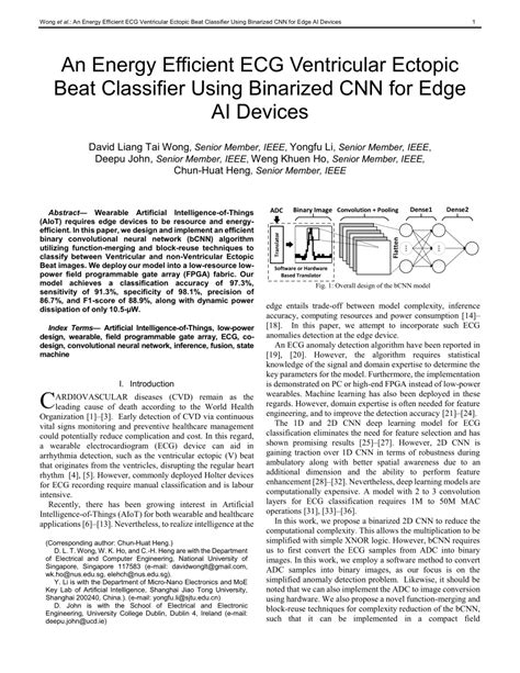 Pdf An Energy Efficient Ecg Ventricular Ectopic Beat Classifier Using Binarized Cnn For Edge