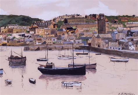 Fred Bottomley Early 20th Century View Of St Ives Harbour Cornwall