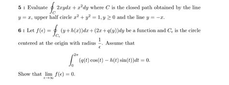 solved 5 evaluate ∮c2xydx x2dy where c is the closed path