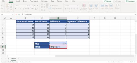 How To Calculate Root Mean Square Error In Excel Sheetaki