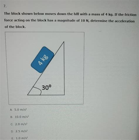 solved the block shown below moves down the hill with a mass