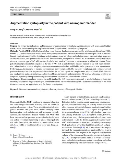 Augmentation Cystoplasty In The Patient With Neurogenic Bladder