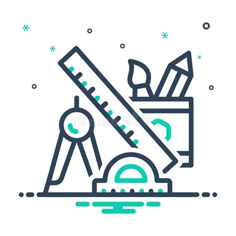 Mix Icon For Geometry Math And Pencil Stock Vector Illustration Of