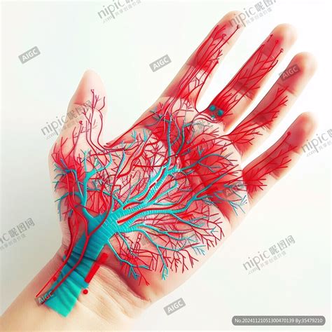 Ai创作图手臂血管模型 动脉血管标本 手臂血管 人体血管网 人体上肢动静脉 人体血管图 3d手绘 人体心血管系统模型 小肠动脉标本 手部特写插画 3d打印医疗模型 毛细血管 3d打印小腿血管