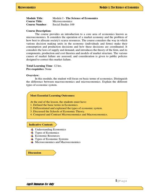 Module 1 Pdf Economics Microeconomics