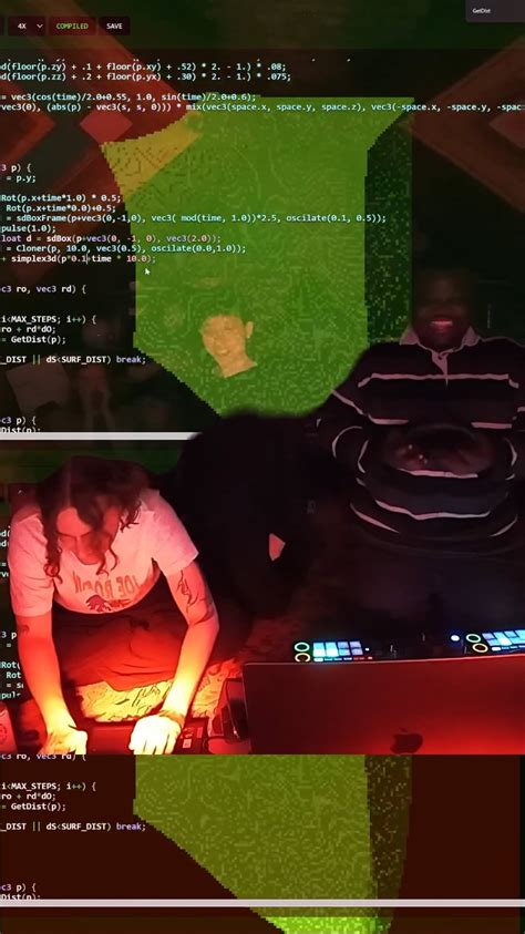 live coding a shader while my friends play tunes r vjing