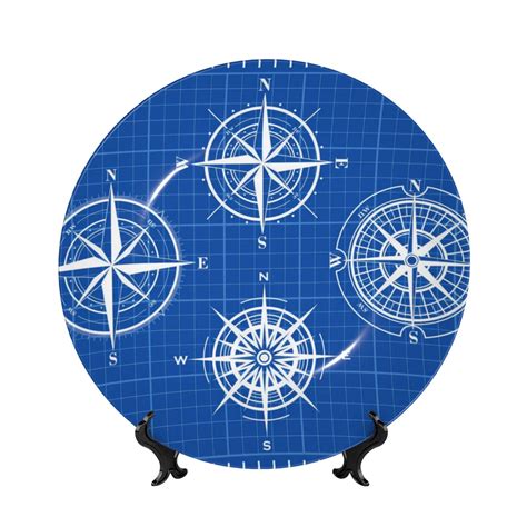 Daiia Compass Printed Pattern Ceramic Plate Dinner Plates Bone China