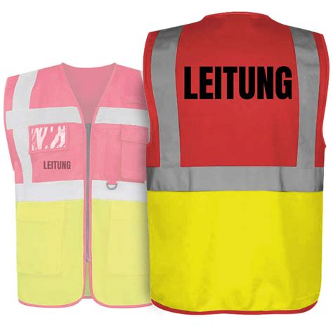 Leitung Warnweste Sicherheitsweste Mit Funktionstaschen Premium Ebay