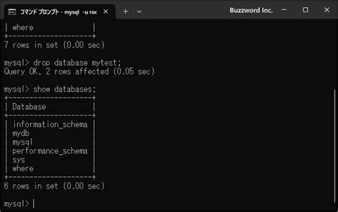 Mysql データベースを削除するdrop Database文