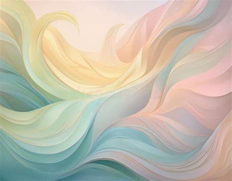 Pastel Soft Waves In Abstract Fluid Design Gentle Calming Background With Flowing Smooth