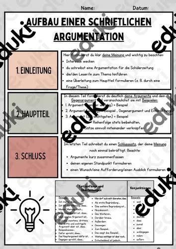 Aufbau Einer Schriftlichen Argumentation Unterrichtsmaterial Im Fach Deutsch