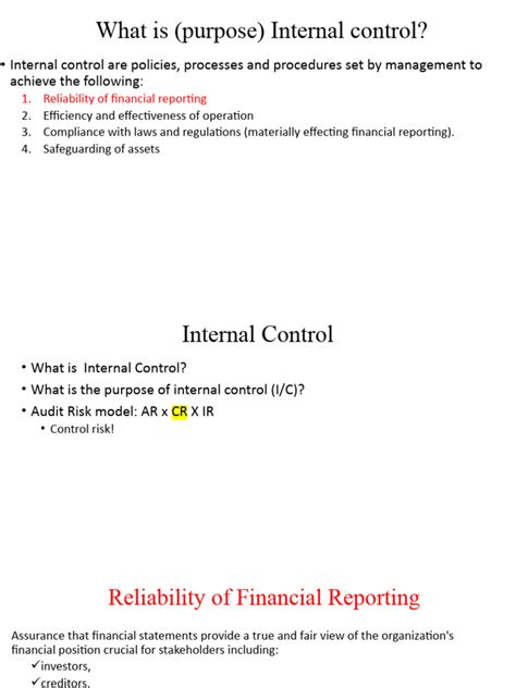Purpose Of Internal Control Pdf Internal Control Audit