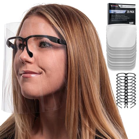 Salon World Safety Face Shields Pack Of 25 Black Glasses Frames Anti