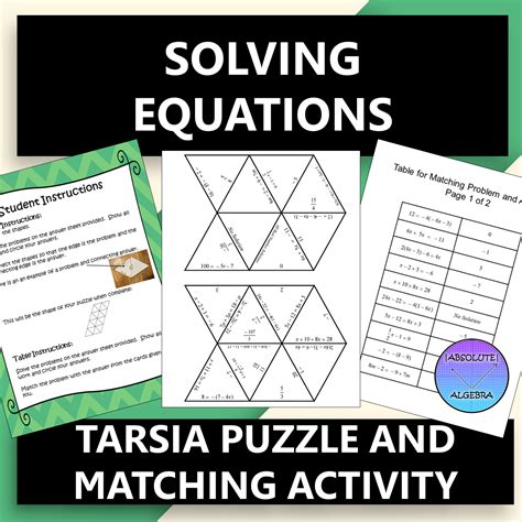 Solving Equations Tarsia Puzzle Or Matching Activity Absolute Algebra