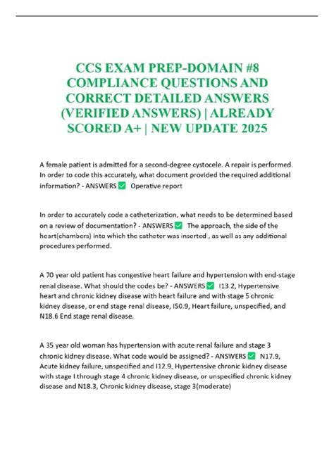 Ccs Exam Prep Domain 8 Compliance Questions And Correct Detailed