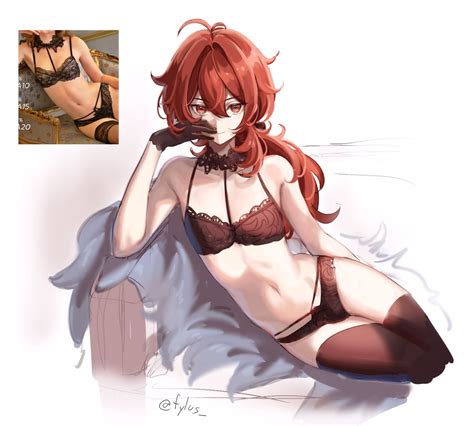 Diluc Genshin Impact Drawn By Fylus Danbooru