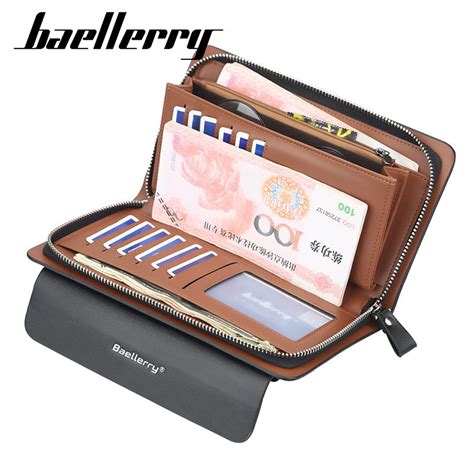 Badu Bg Безплатни персонализирани мъжки клъч портфейли Гравиране на име Голям капацитет Джоб за