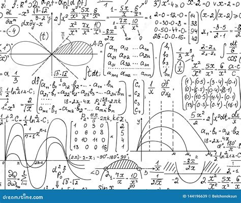 Math Educational Scientific Vector Seamless Pattern With Handwritten Geometry Figures Algebra