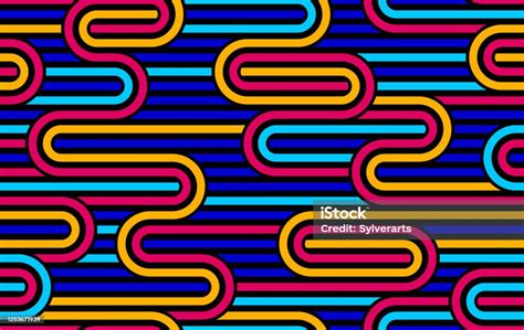 짠 라인 기하학적 추상적 배경 스트라이프 그물 광학 미로 웹 네트워크와 스트라이프 벡터 원활한 패턴 다채로운 디자인 곡선에 대한