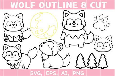 Wolf Outline 8 Cut