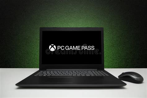 Pc Game Pass Logo On Screen Laptop Computer With Mouse Astana
