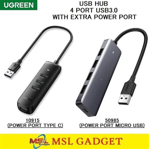 Jual UGREEN USB Hub 4 Port USB3 0 With Extra Power Port Micro USB 50985 50985 PWR MICRO Kota