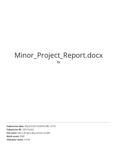 Minor Project Report 2022 Submission Id 1876150400 Studocu