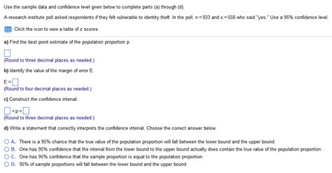 solved use the sample data and confidence level given below